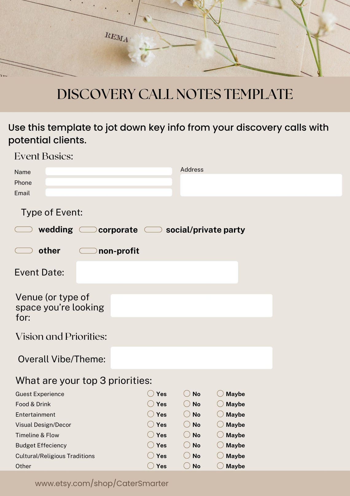 Discovery Call Script for Event Pros | Notes Template + Agenda ...