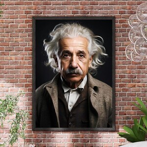 Albert Einstein Art Portrait, Physics Genuis Poster, Retro Science Room ...