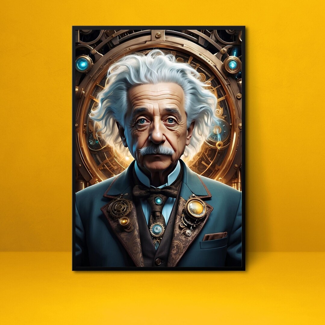 Albert Einstein Portrait Wall Art, Scientist Print, EMC2 Painting ...