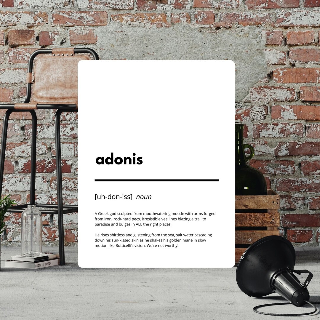 Typography Adonis Definition Print, Masculine Wall Art, Fun Quote ...