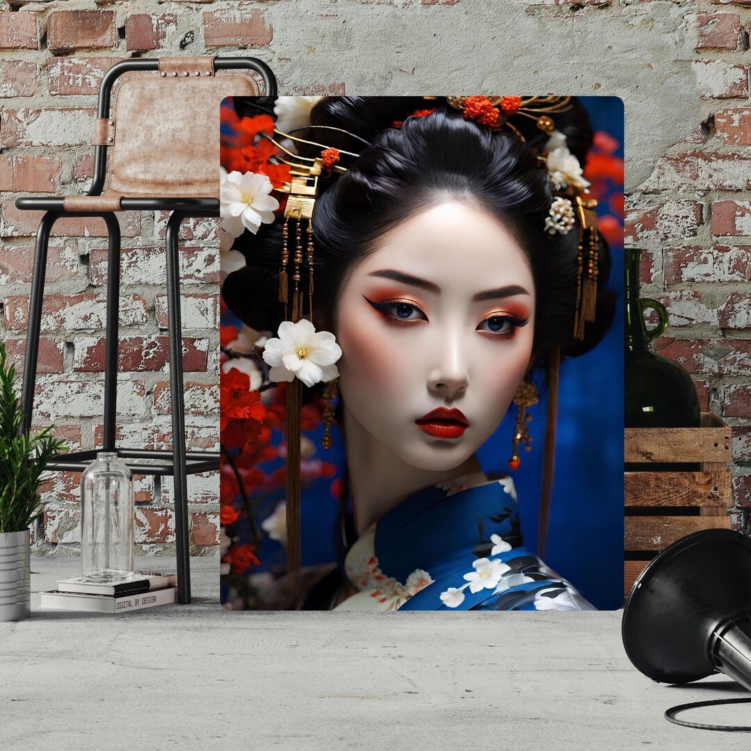 Japanese Geisha Art Print, Abstract Feminine Artwork, Aesthetic Red ...