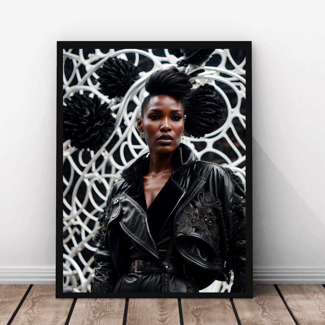 Beautiful Black Woman Art Print Feminine Fashion Model Poster Stylish