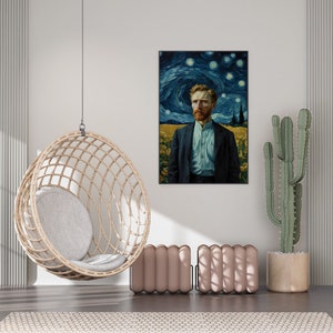 Van Gogh Self-portrait Starry Night Style Art Print (digital Download ...