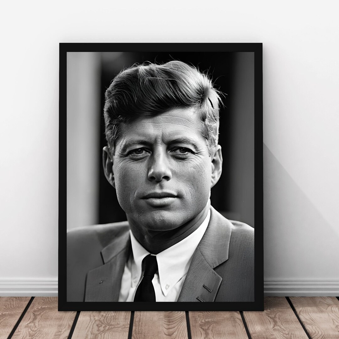 John F. Kennedy Print, Vintage Monochrome JFK Photo, 1960s US President ...