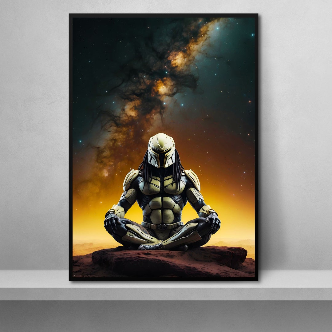 Iconic Predator Portrait, Sci-fi Alien Hunter Art, Galactic Space ...