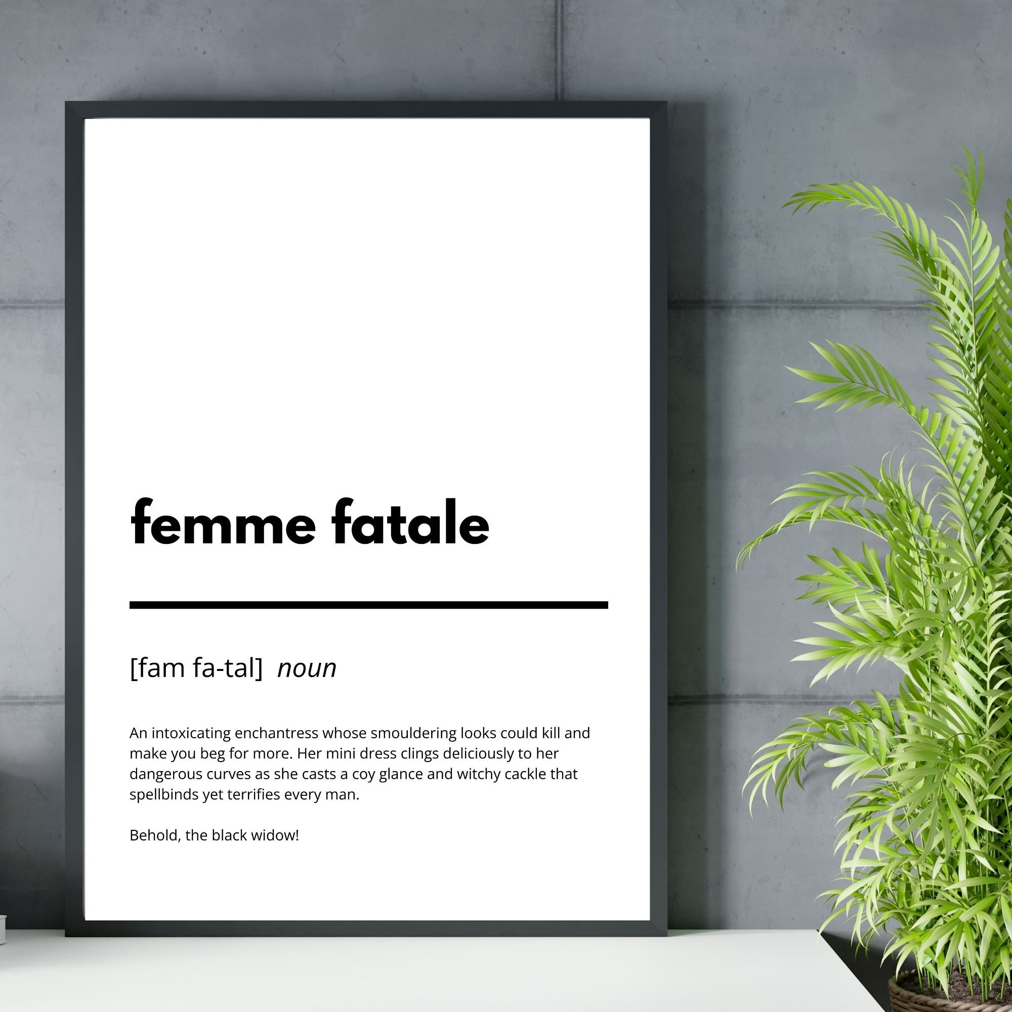 Femme Fatale Definition Art Print, Fun Typography Poster, Sassy ...