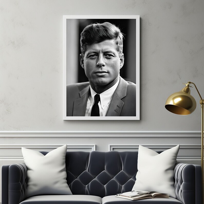 John F. Kennedy Print, Vintage Monochrome JFK Photo, 1960s US President ...