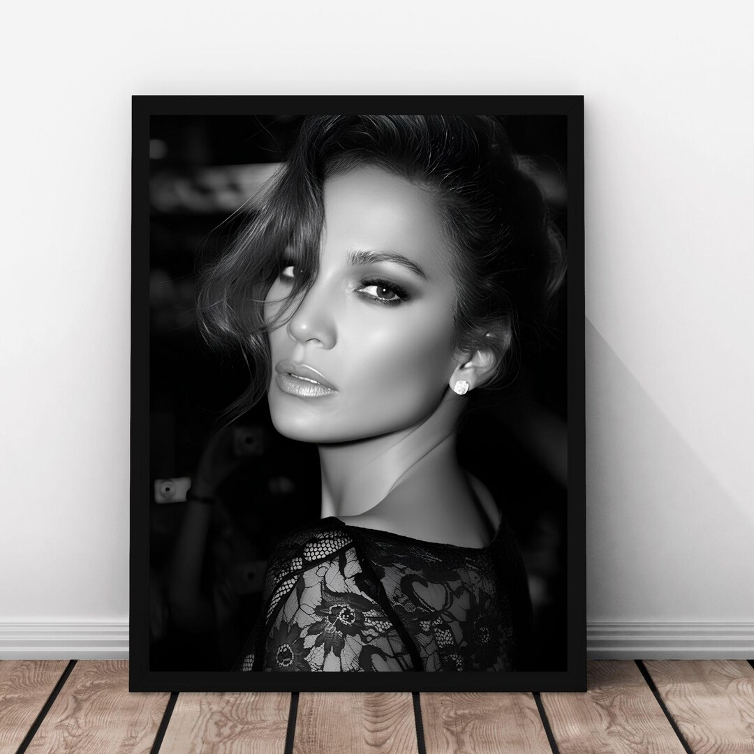 Jennifer Lopez Print: Iconic Pop Singer Jlo, Black and White Wall Art ...