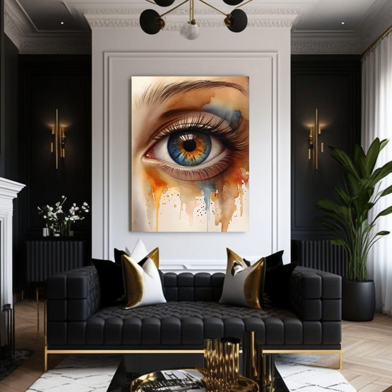 Abstract Eye Watercolor Print: Modern Eyelash Brow Art (digital ...