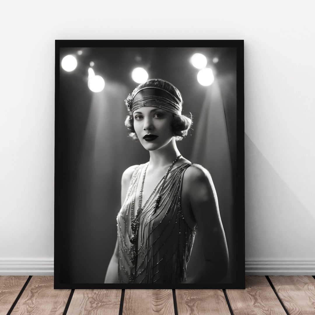 Vintage 1920s Flapper Girl Digital Print, Roaring Twenties Retro Wall ...