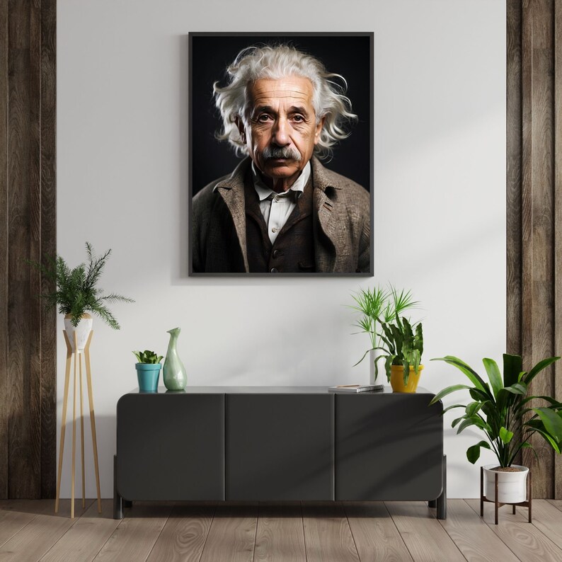 Albert Einstein Art Portrait, Physics Genuis Poster, Retro Science Room ...