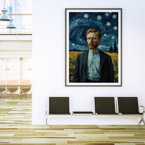 Van Gogh Self-portrait Starry Night Style Art Print (digital Download ...