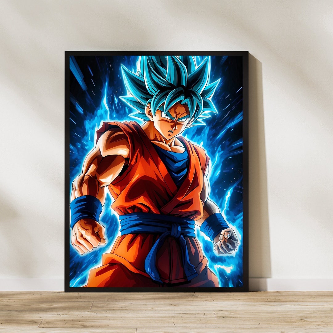 Blue Anime Poster, Japanese Cartoon Illustration, Electric Manga Print ...