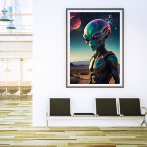 Alien Wall Art Print, Sci-fi Wall Decor, Extraterrestrial Artwork ...