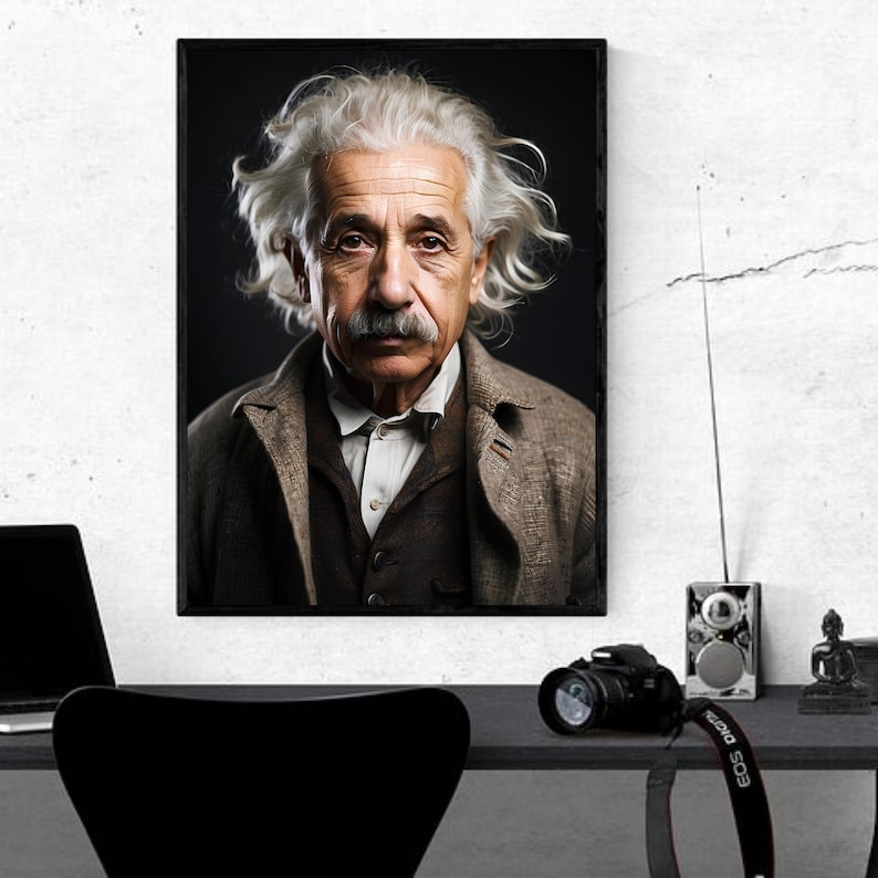 Albert Einstein Art Portrait, Physics Genuis Poster, Retro Science Room ...
