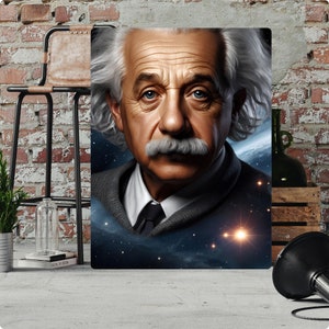 Albert Einstein Portrait Wall Art, Scientist Print, EMC2 Painting ...