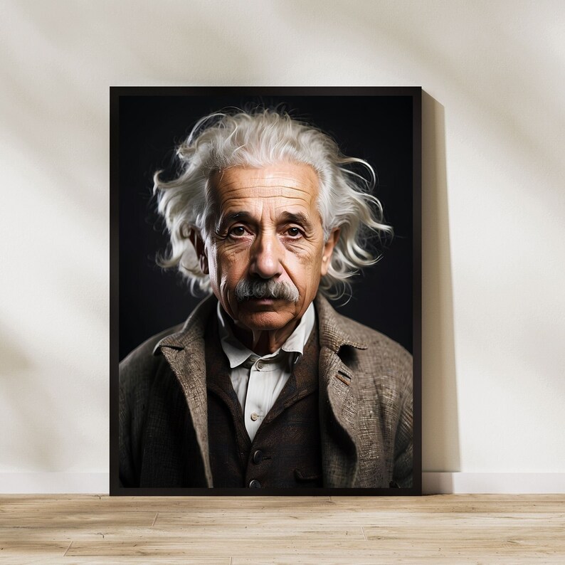 Albert Einstein Art Portrait, Physics Genuis Poster, Retro Science Room Print, Relativity Theory ...