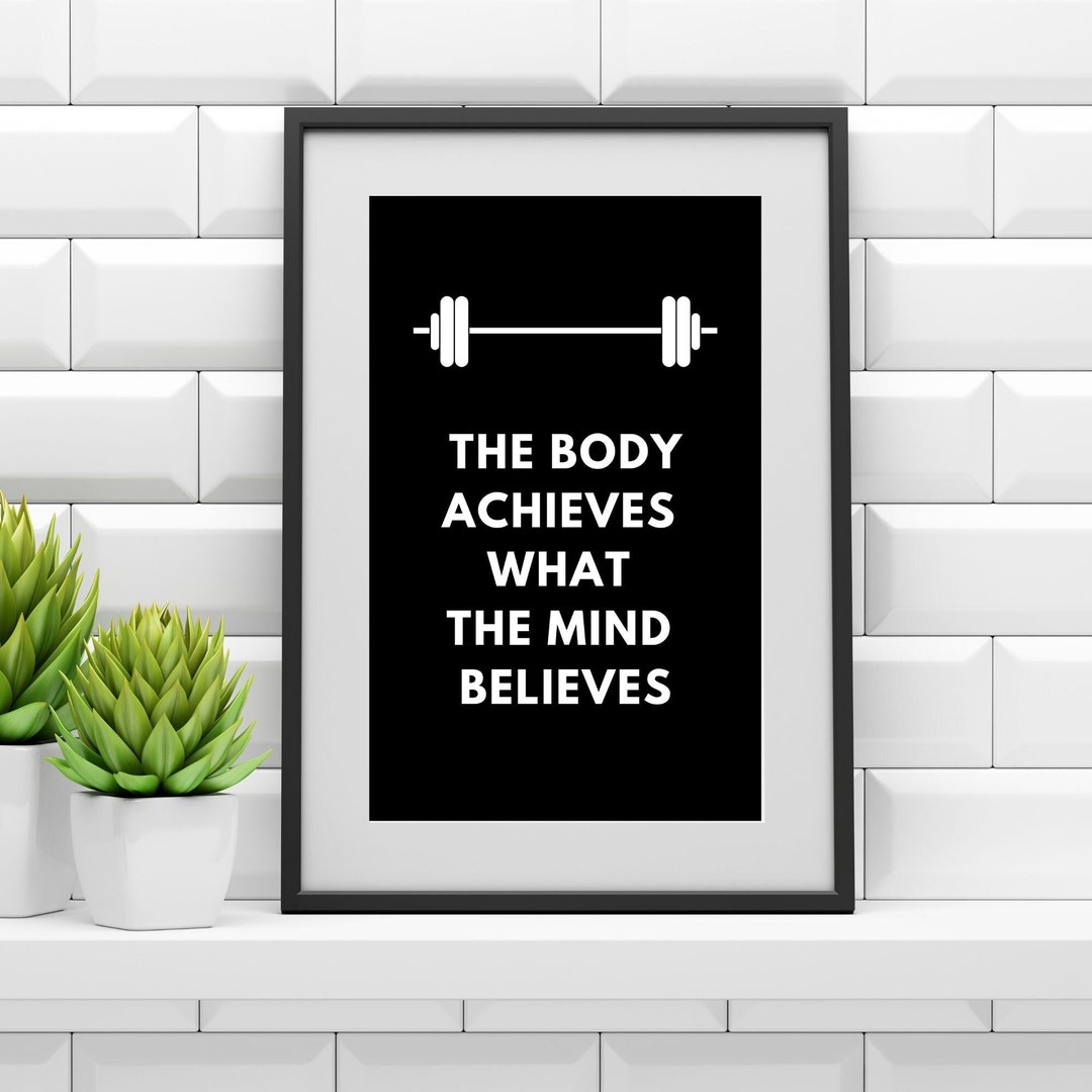 Gym Motivation Typography Print, Workout Fitness Poster, Inspirational ...
