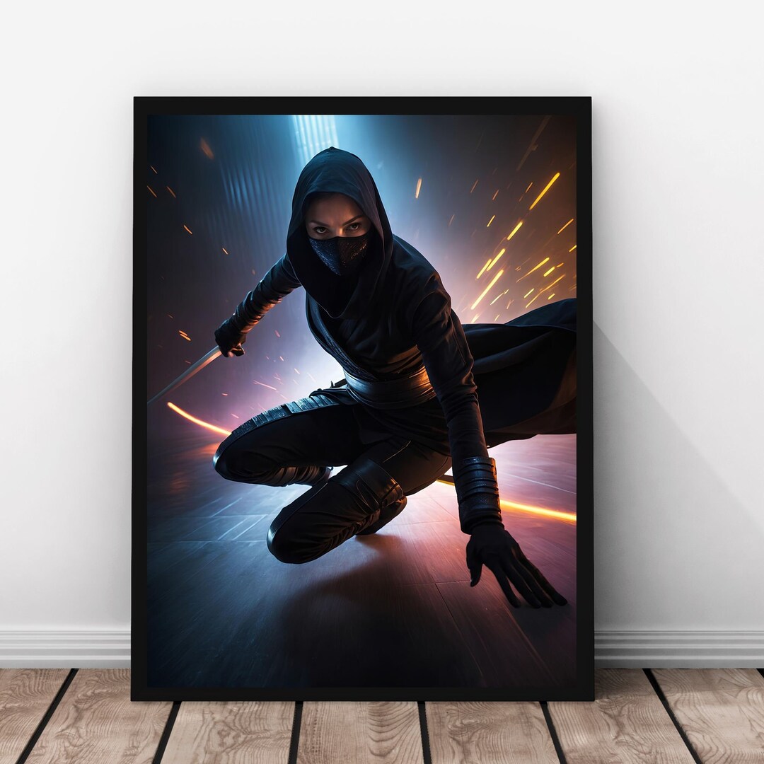 Fantasy Female Ninja Art Print, Japanese Woman Warrior Poster, Assassin ...