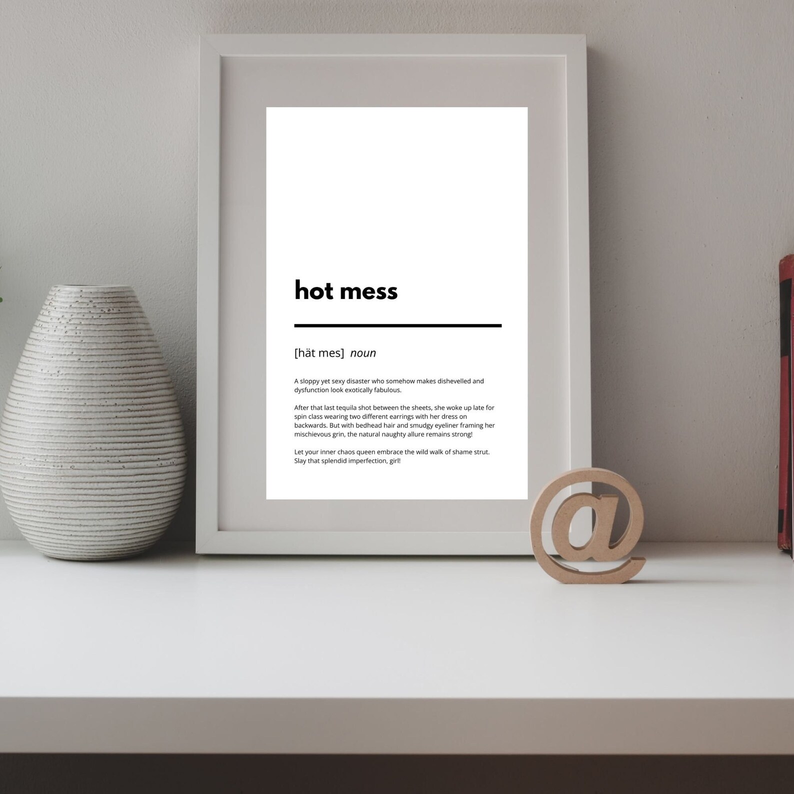 Hot Mess Definition Print, Typography Wall Printable, Fun Home Wall ...