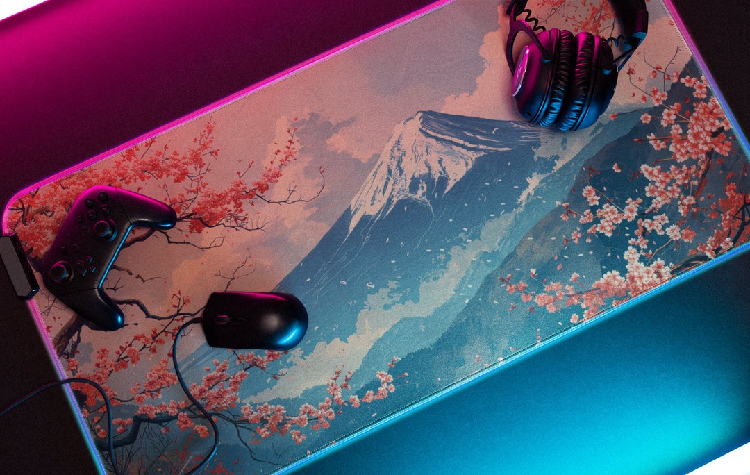 Mount Fuji Cherry Blossom: LED Gaming Mouse Pad / Desk Mat for ...