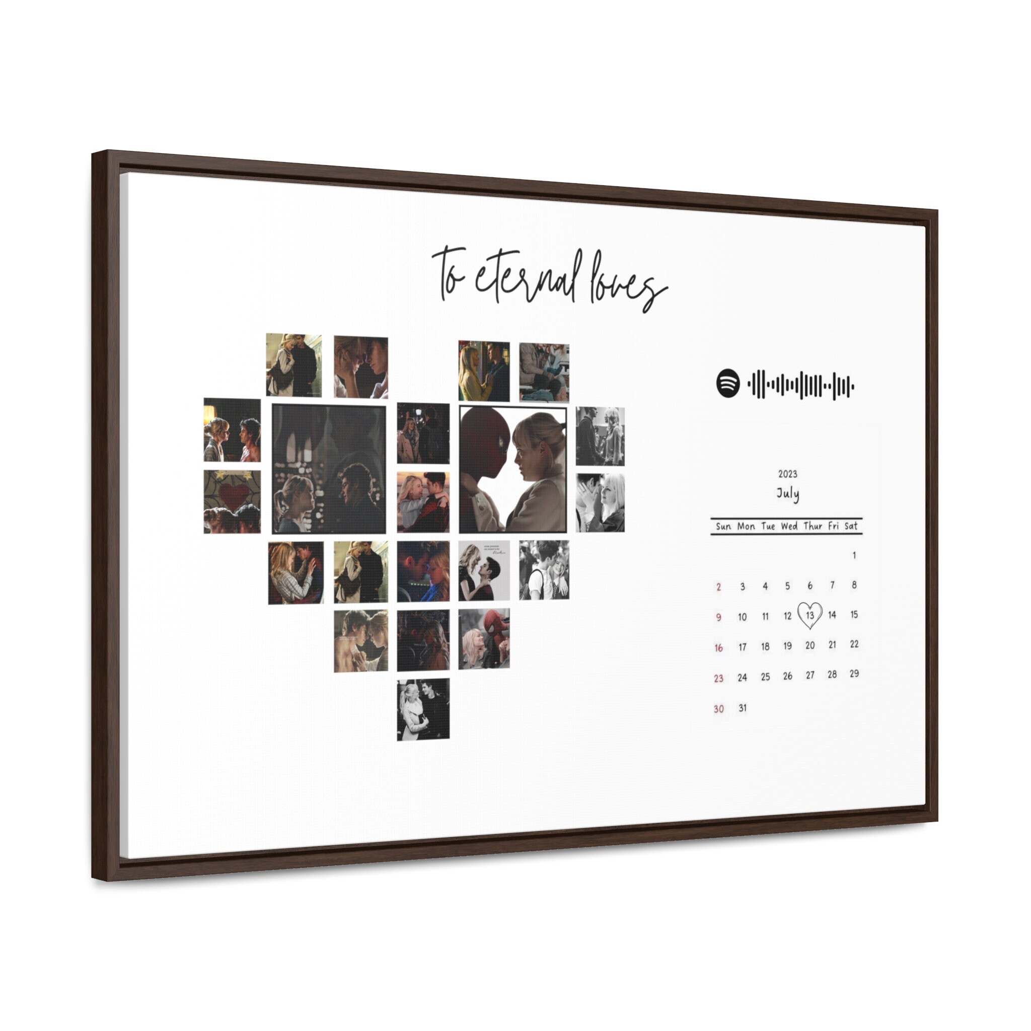 Custom Canvas Heart Frame Calendar,valentines Day, Gallery Canvas Wraps ...