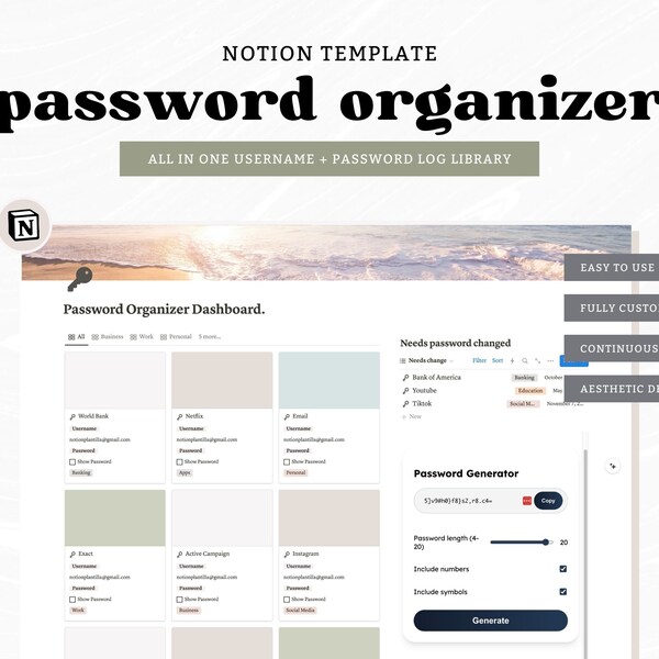 Password Organizer - Etsy