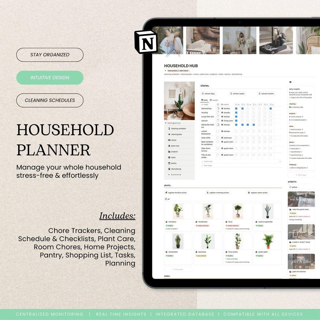 Notion Cleaning Schedule Template | Chore Chart & Household Planner ...