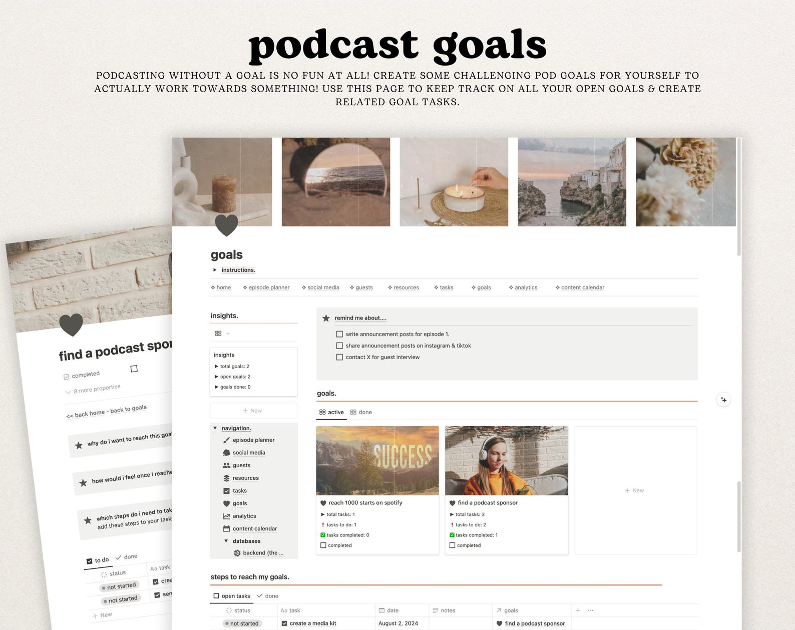Podcast Planner Notion Template, Light Academia Podcast Tracker ...