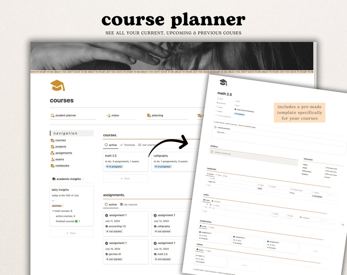 Notion Student Planner 20242025 Academic Template School University ...