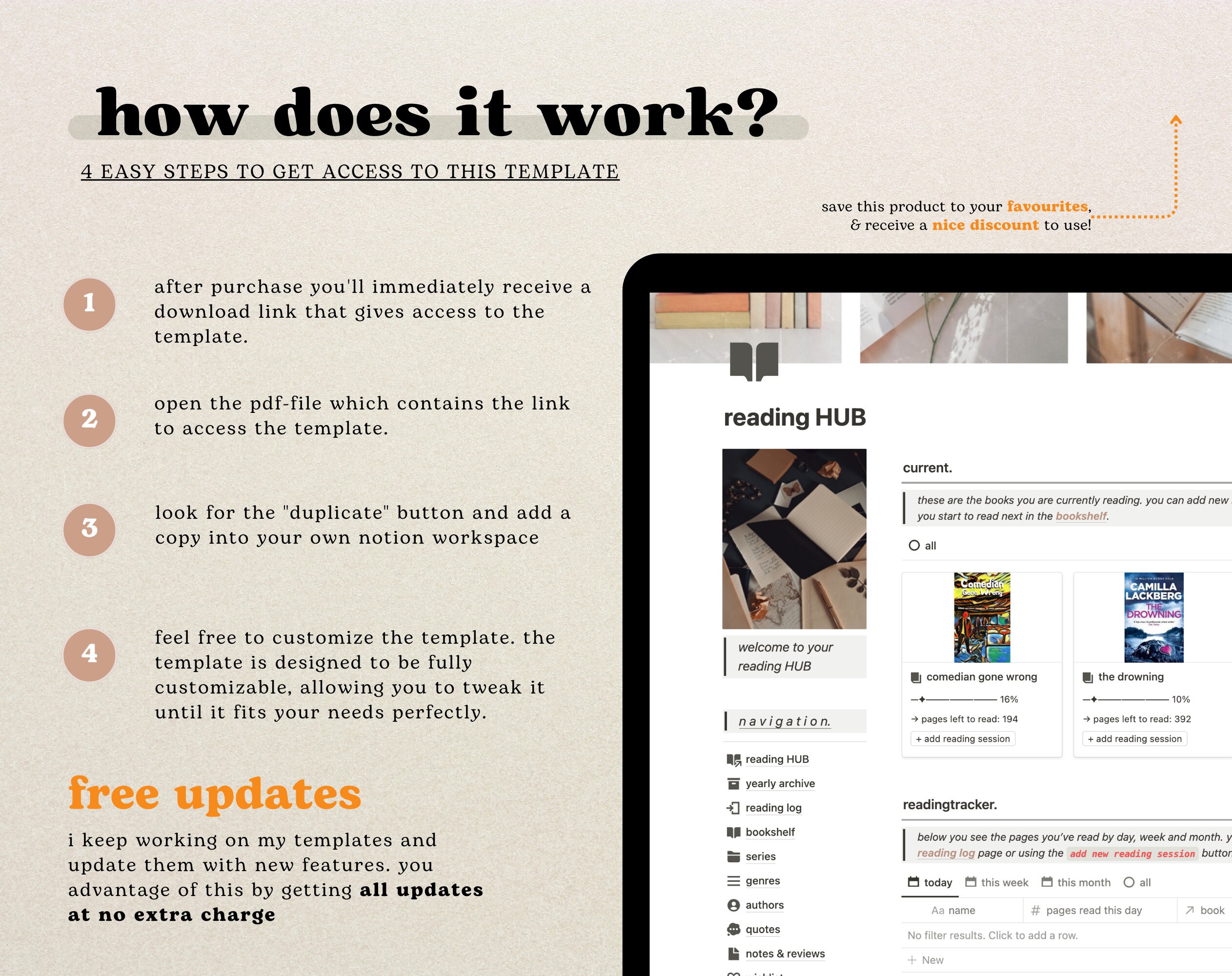 Notion Reading Tracker Journal Bookstagram Light Academia Planner ...