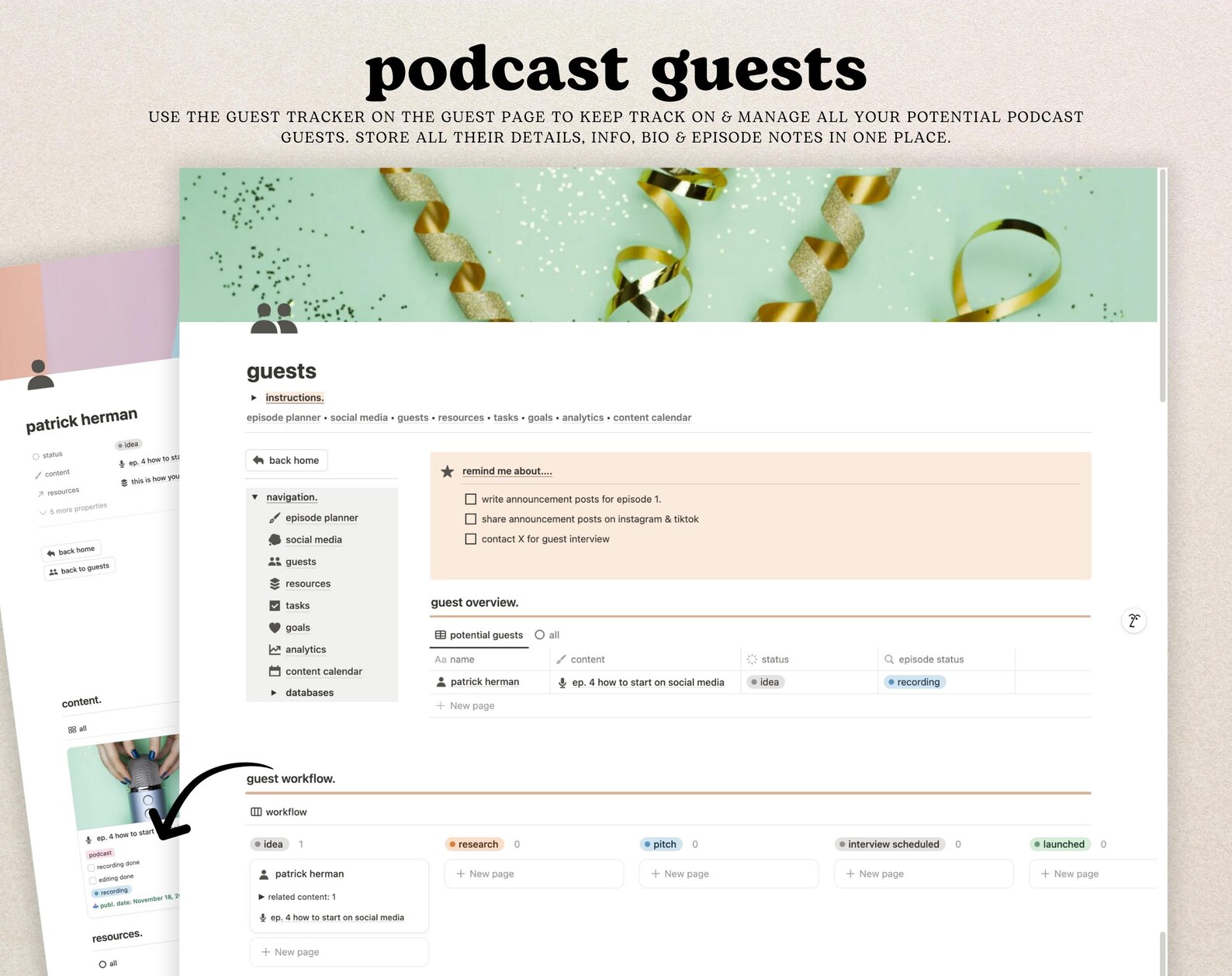 Podcast Planner Notion Template, Digital Podcast Content Creation ...