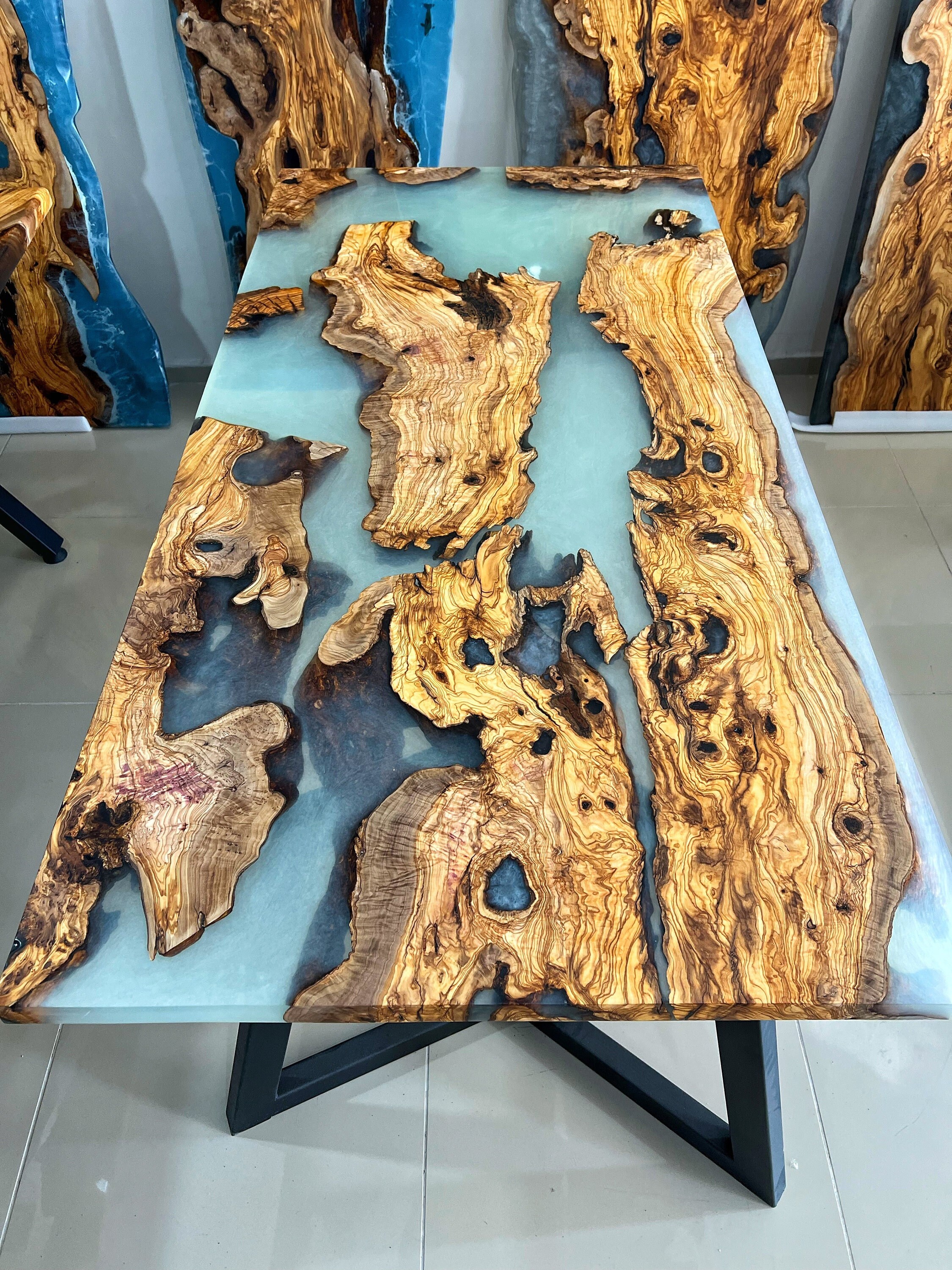 White Epoxy Table, Epoxy Resin, Rustic White Table, Custom Dining Table ...