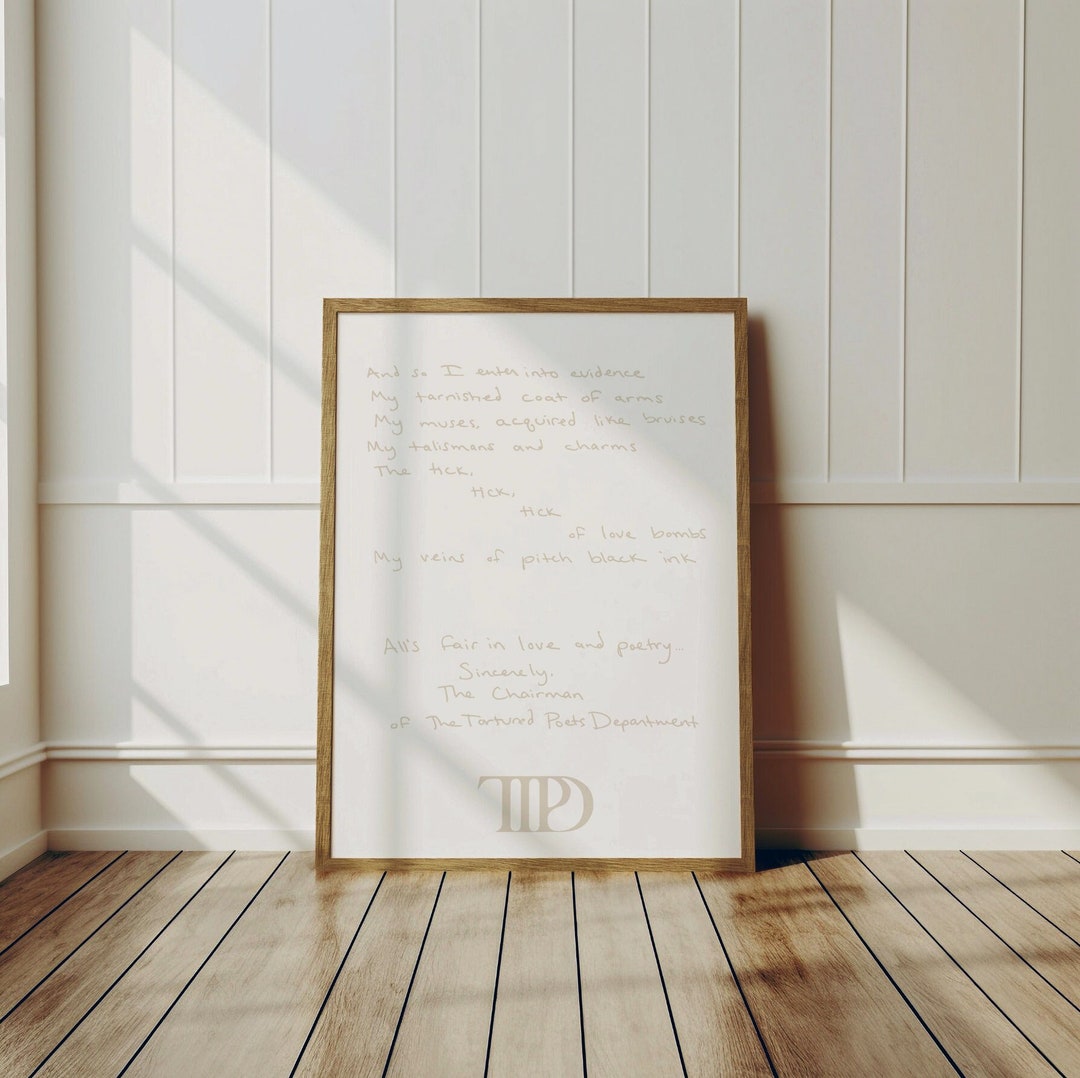 Tortured Poets Department Letter Poster the Tortured Poets Department ...