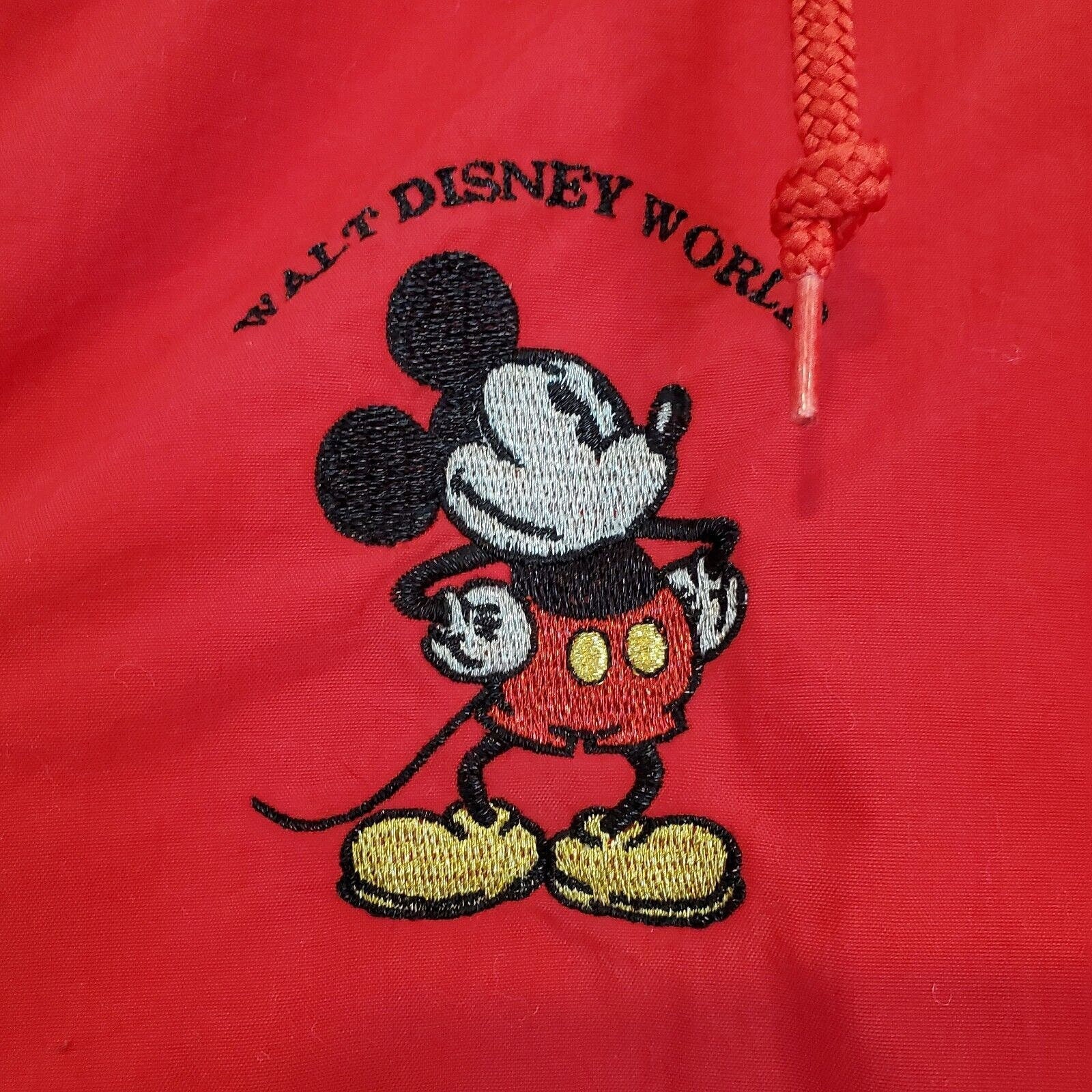 Vtg Walt Disney World Red Mickey Mouse Embroidered Hooded Jacket Unisex ...