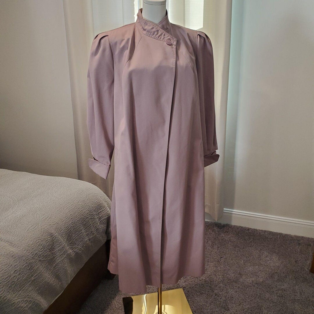 UZZI Vintage Trench Coat Pink Mauve Classic Chic One Button Size 16.5 ...