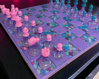 Neptune Chess Set, Customisable Colours pieces Only Neptune. Mermaid ...
