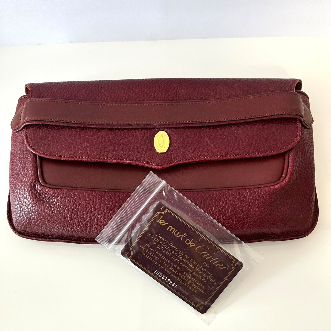 Vintage Authentic Must De Cartier Wine Burgundy Leather Unisex - Etsy