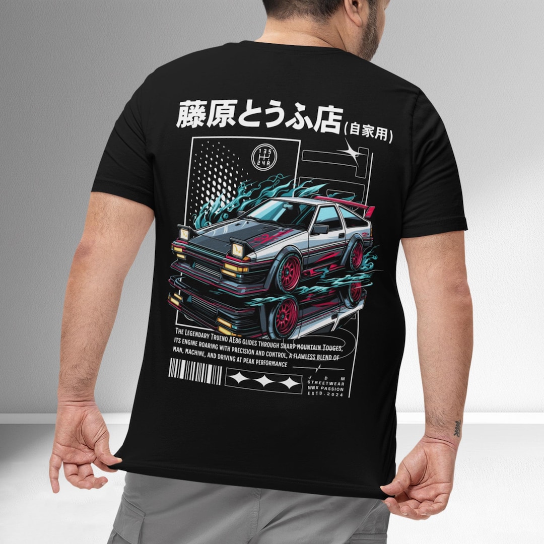 JDM Car T-shirt - Retrowave Trueno AE86, Backprint - Jdm Streetwear ...