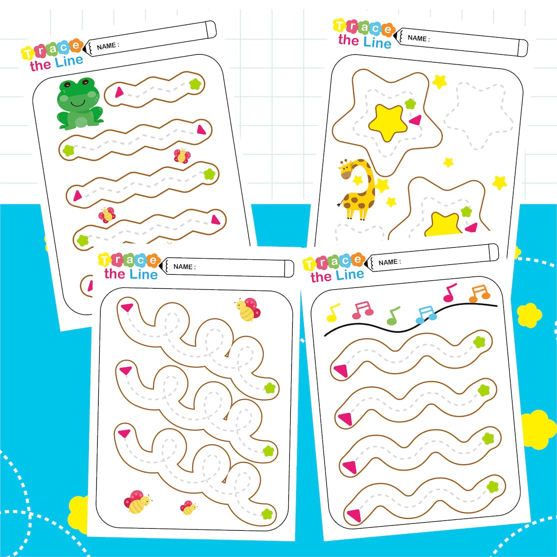 Preschool Line Tracing Worksheets, Lines Trace Pages Printable, Line ...