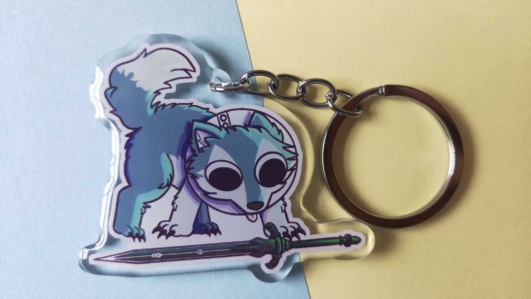 Dark Souls Cute Great Wolf Sif Dog Cone Acrylic Keyring 2.5 Inch Double ...