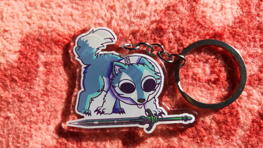 Dark Souls Cute Great Wolf Sif Dog Cone Acrylic Keyring | 2.5 Inch ...