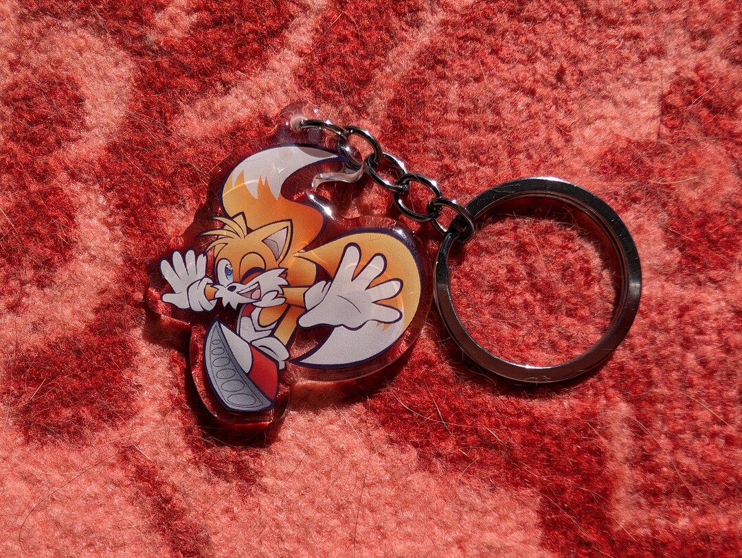 Tails the Fox Flying Acrylic Keyring | 2 Inch | Double Sided Epoxy ...