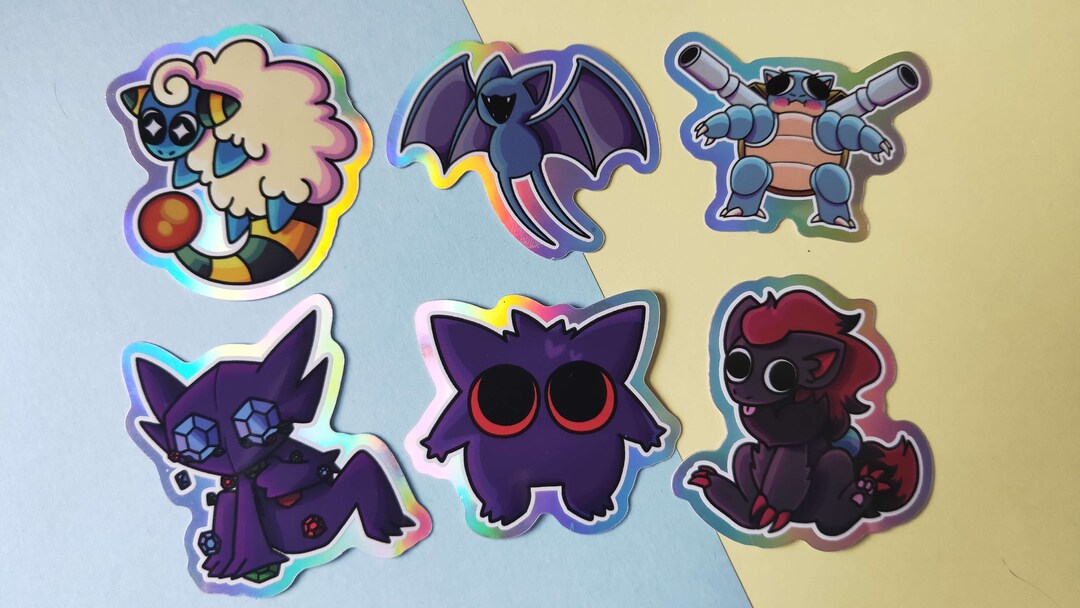 Cute Pokemon Stickers Wave 1 2 Inches Holographic Finish Skrunkly ...