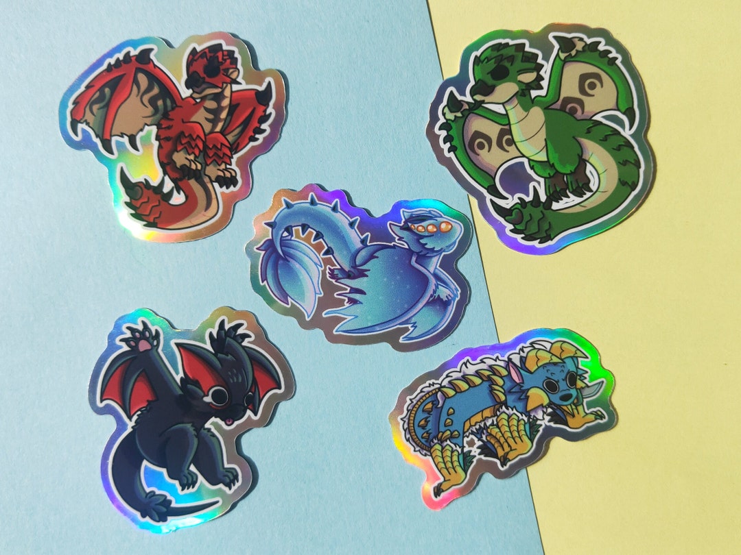 Cute Monster Hunter Stickers 2 Inches Holographic Weather Proof Finish ...