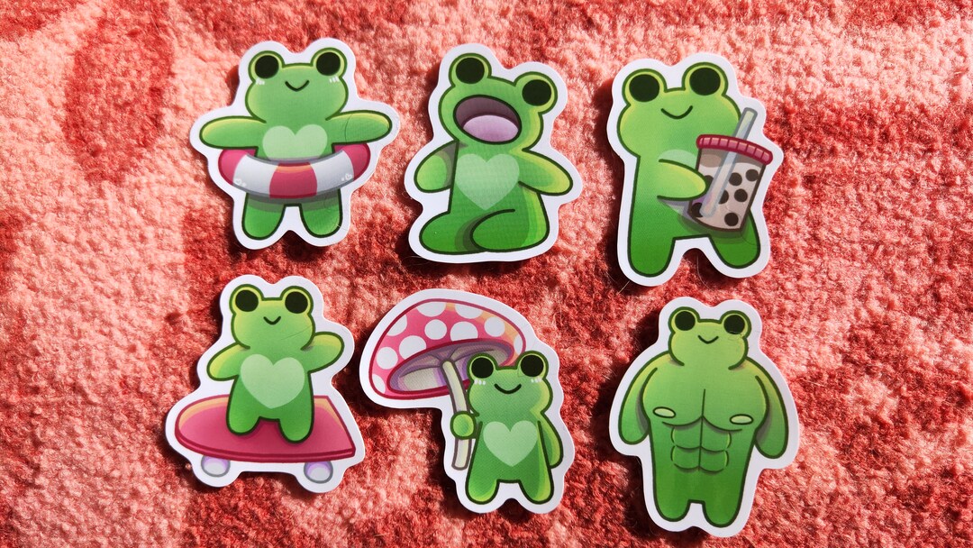 Cute Frogs Day Out Stickers | 2 Inches | Vinyl Weatherproof Finish ...