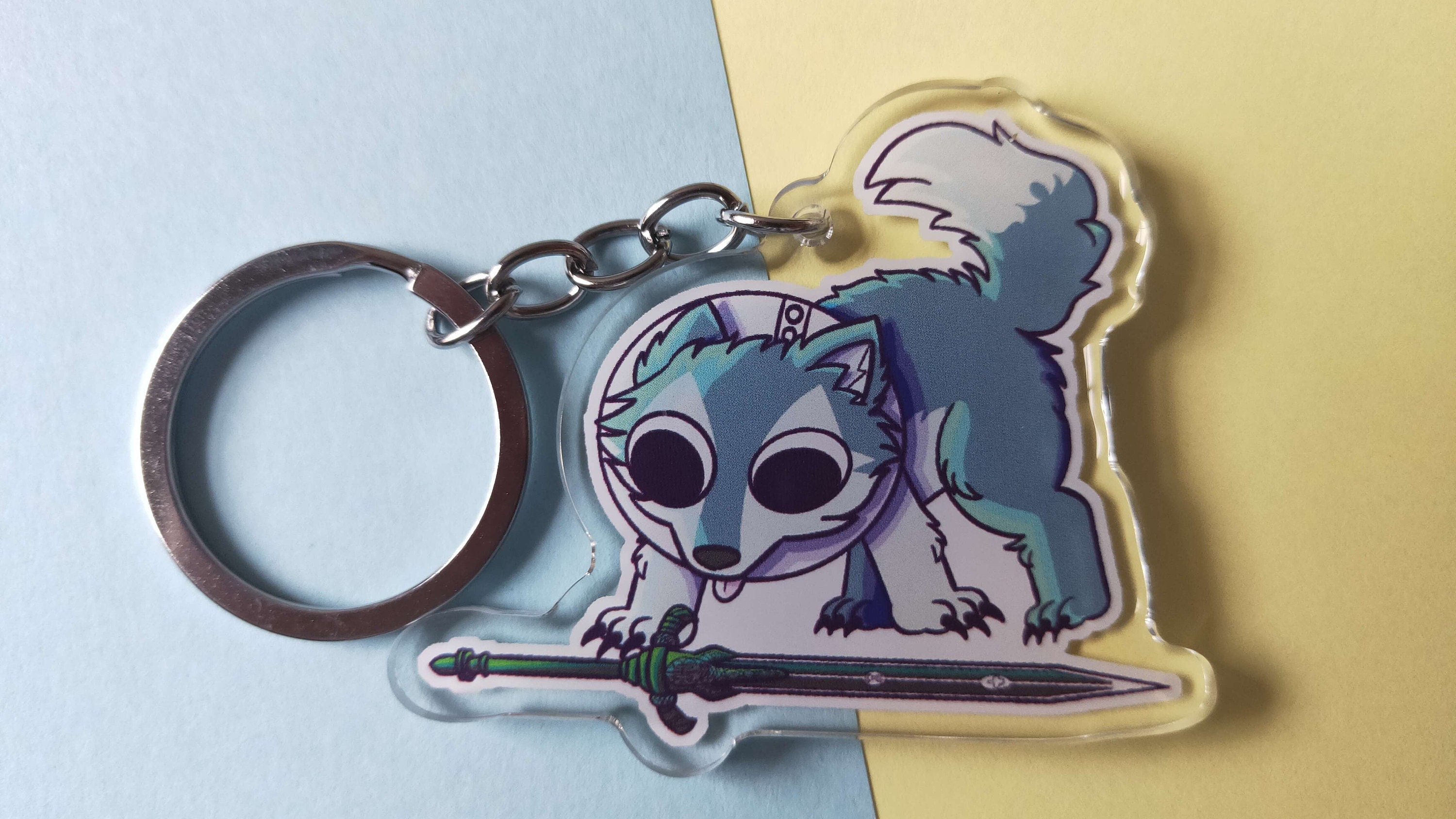 Dark Souls Cute Great Wolf Sif Dog Cone Acrylic Keyring 2.5 Inch Double ...