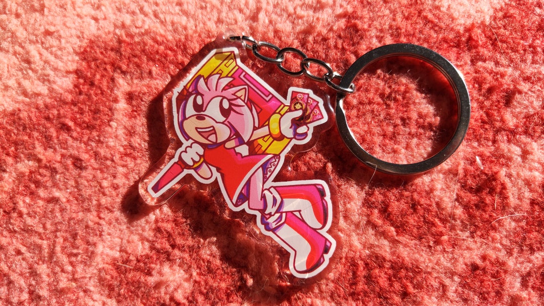 Amy Rose the Hedgehog Hammer Tarot Acrylic Keyring | 2.5 Inch | Double ...