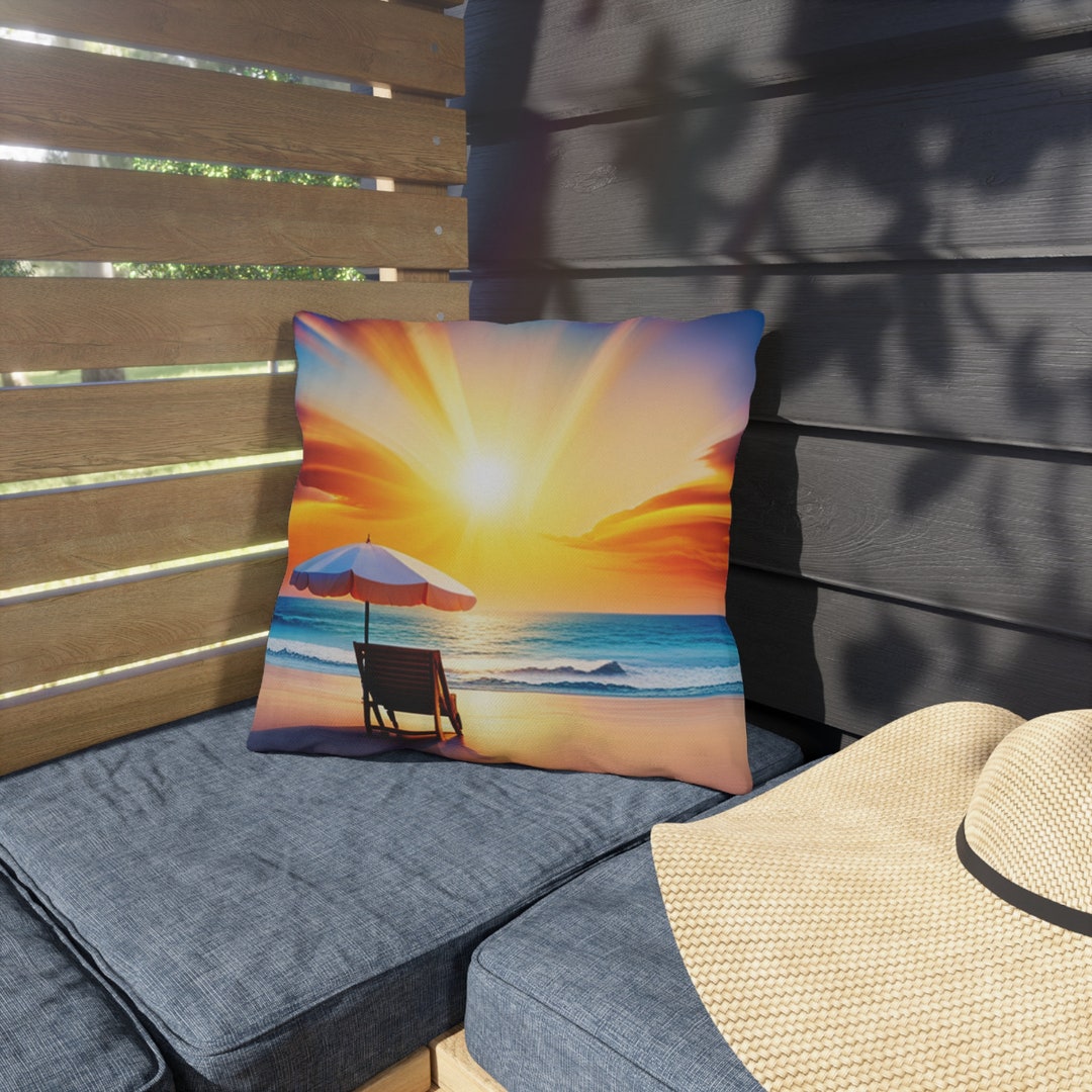 Outdoor Pillow Beach Chair Umbrella Matches Beach Towel Colorful Pillow ...