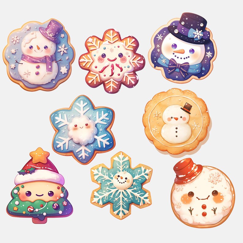 Winter Christmas Cookie Clipart Png, Cute Frosted Holiday Sweets ...